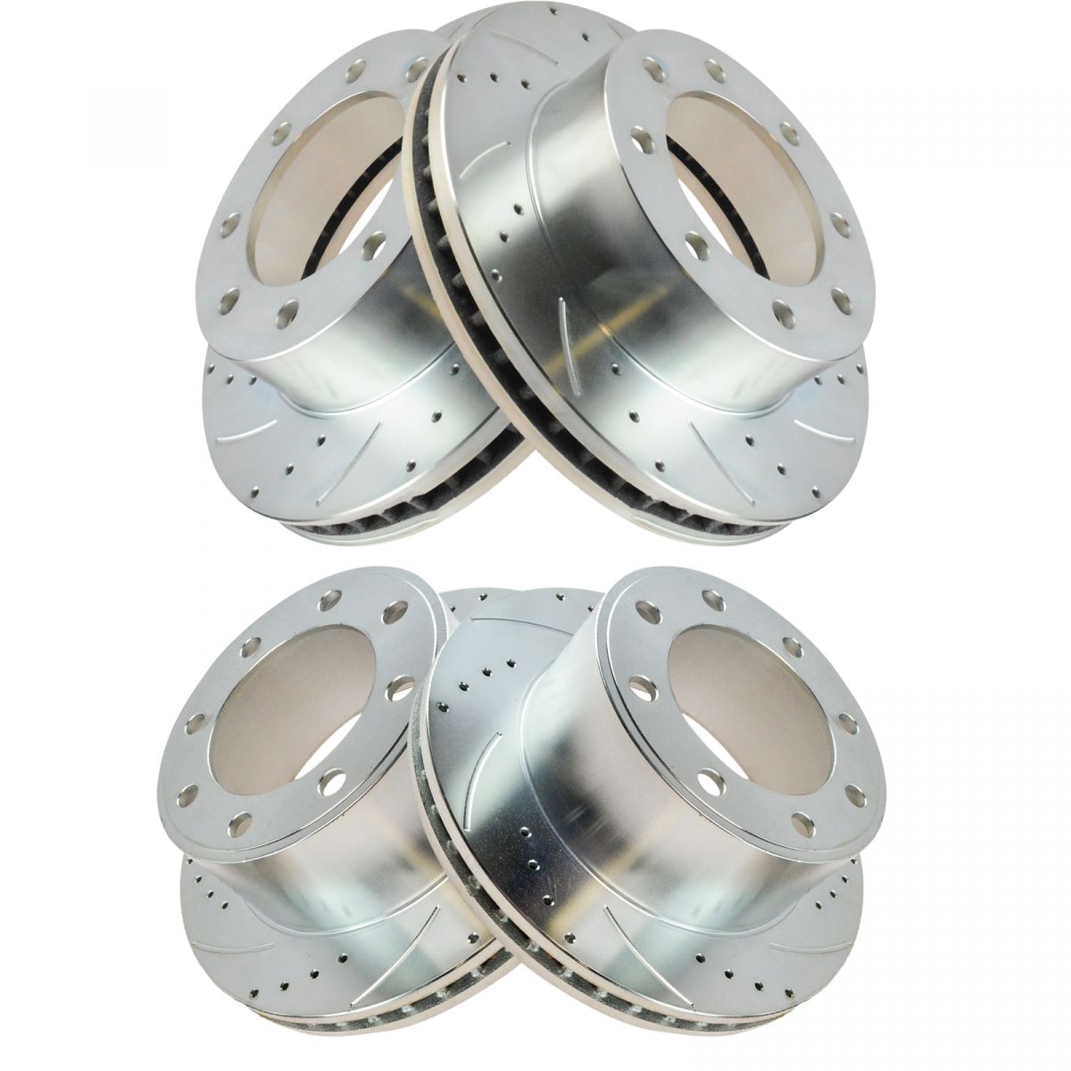 Front & Rear Performance Drilled Slotted Zinc Coated Rotor Kit Set of 4 ...