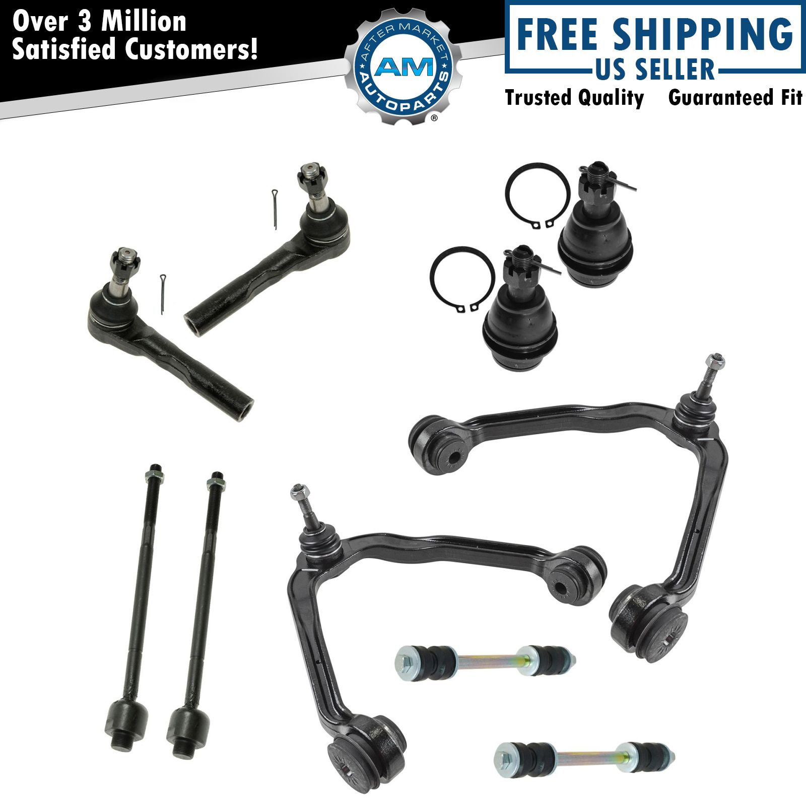 10 Piece Kit Front Control Arm Ball Joint Tie Rod End Sway Bar Link LH ...