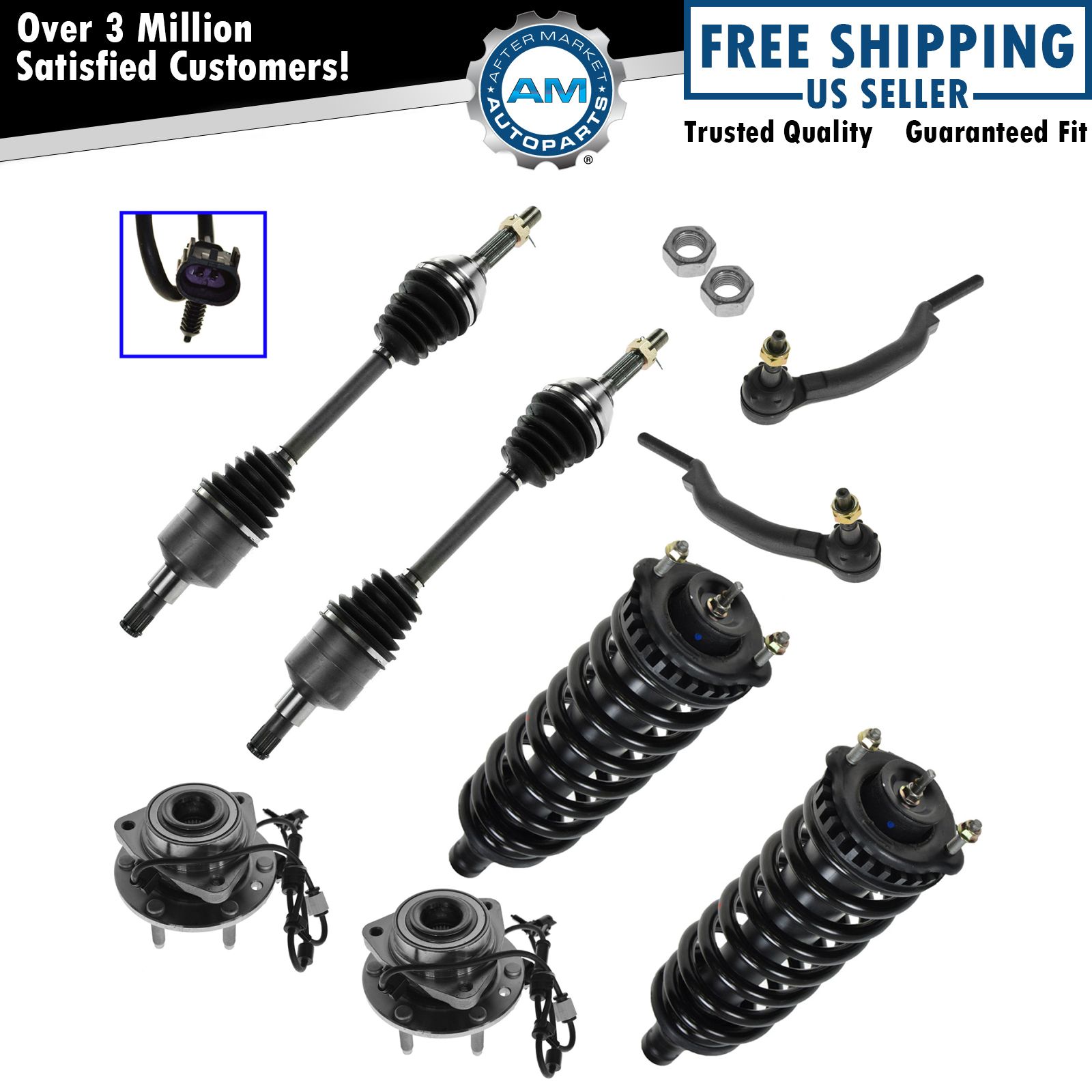 8 Piece Steering & Suspension Kit Strut Assemblies Wheel Hub & Bearings ...