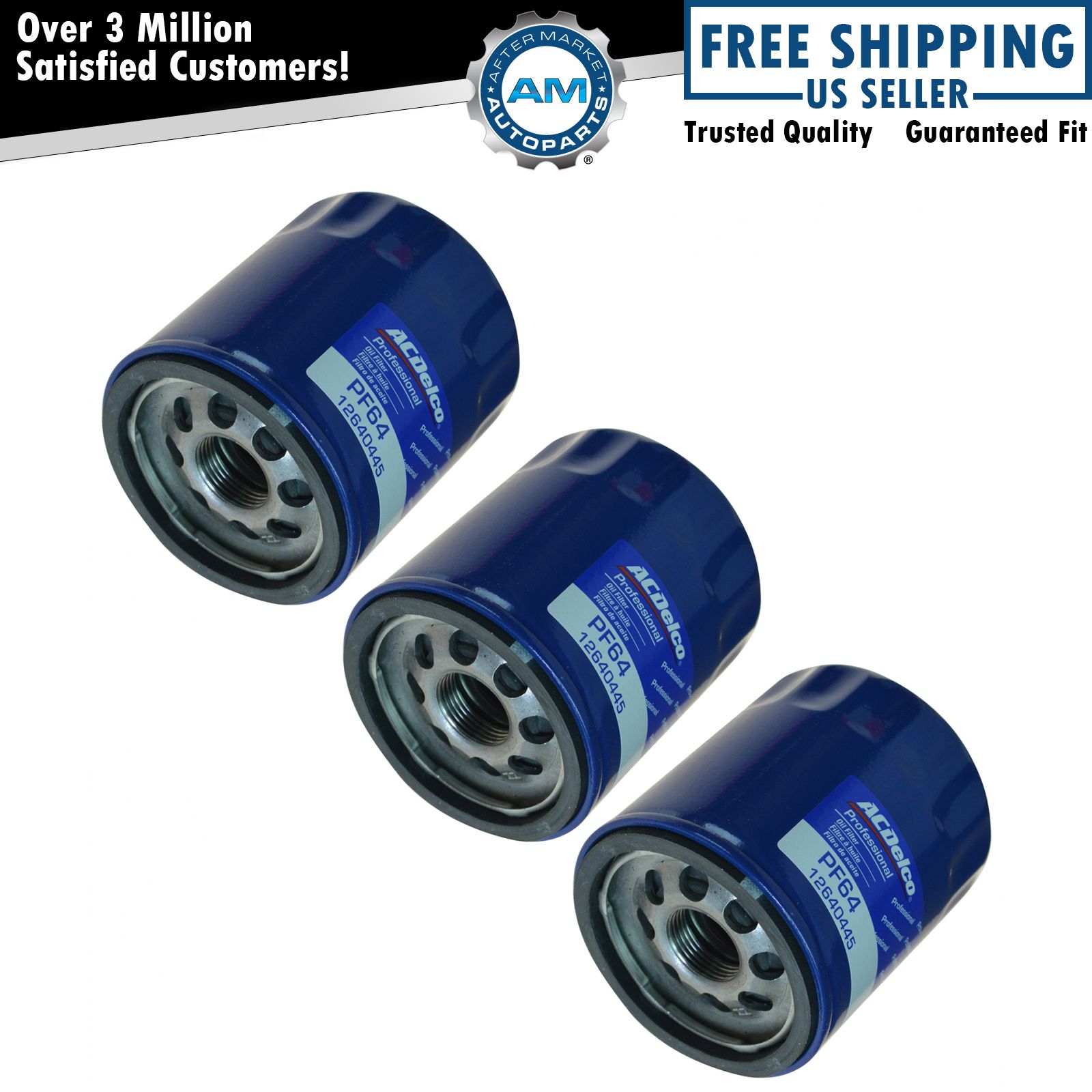 AC Delco PF64 Engine Oil Filter Set of 3 for Buick Cadillac Chevy GMC ...