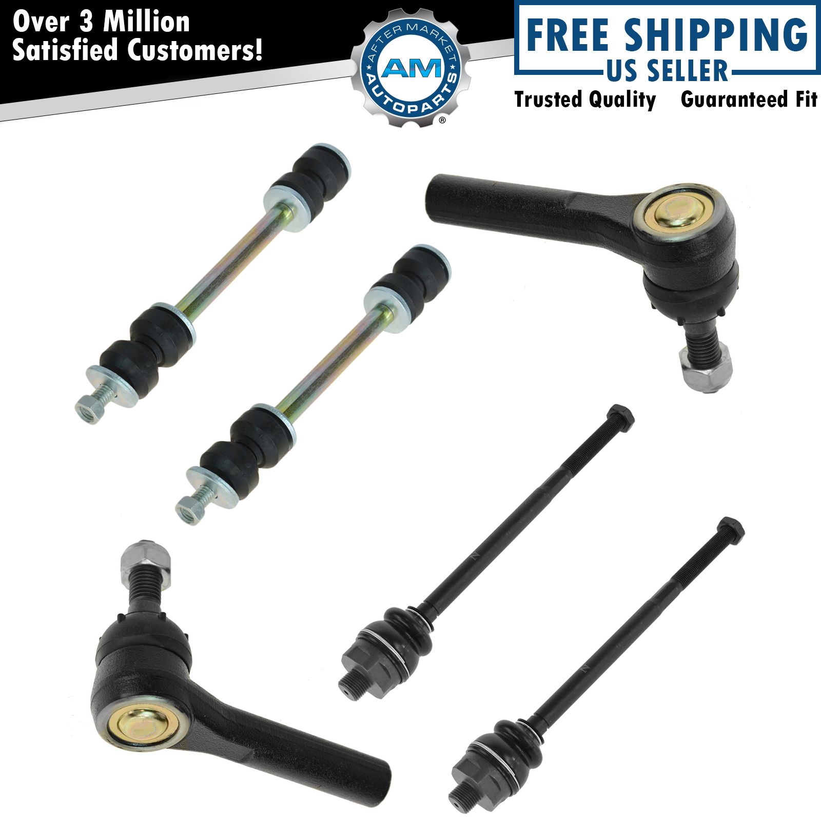 Front Inner Outer Tie Rod End Sway Bar Link Steering Suspension Kit Set ...